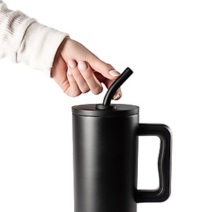 Simple Modern 40 oz Tumbler with Handle and Straw Lid | Leak-Proof Insulated Stainless Steel Water Bottle Travel Mug Cupholder Use | Gifts for Women Men Him Her | Trek Signature | Midnight Black