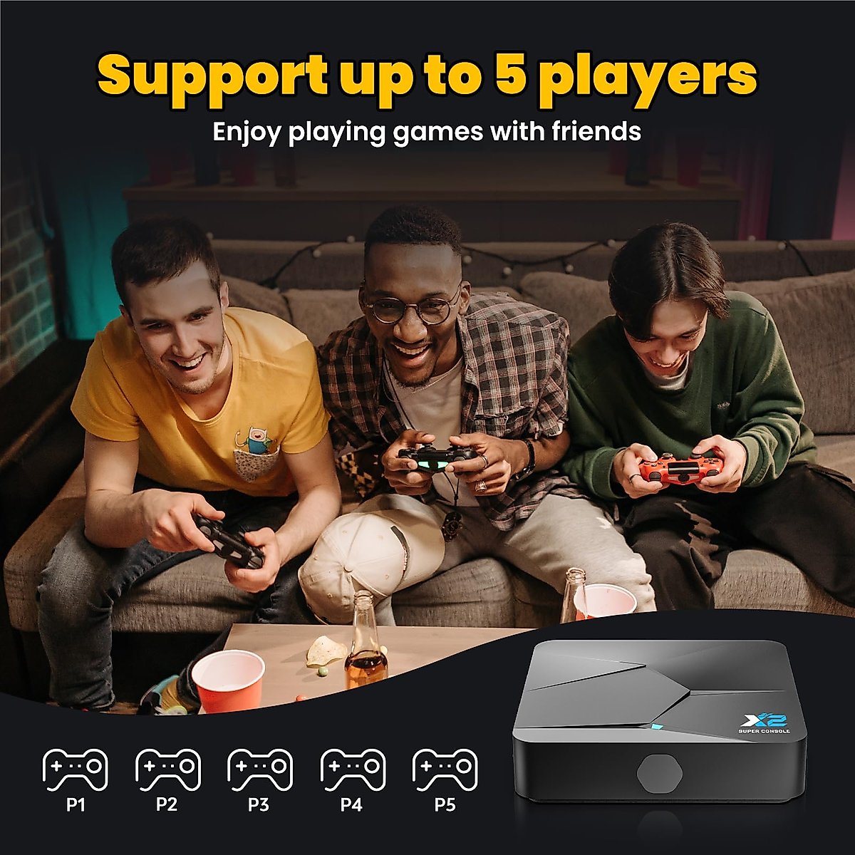 Bearway Super Console x2 Retro Game Console with 60,000+Classic Games for TV, Video Game Console with 60+Emulators,Plug& Play Gaming System EmuELEC4.6&Android TV 9.0, 2 Wireless Controllers(256G)