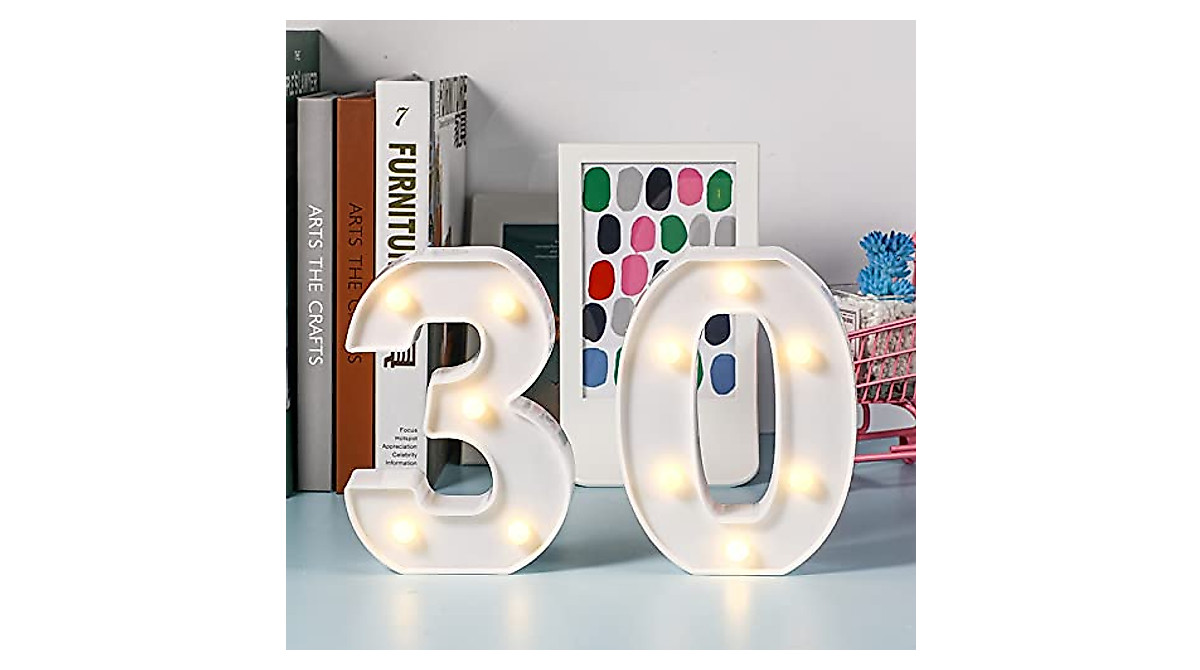 Light Up 30th Birthday Decorations - Marquee Numbers
