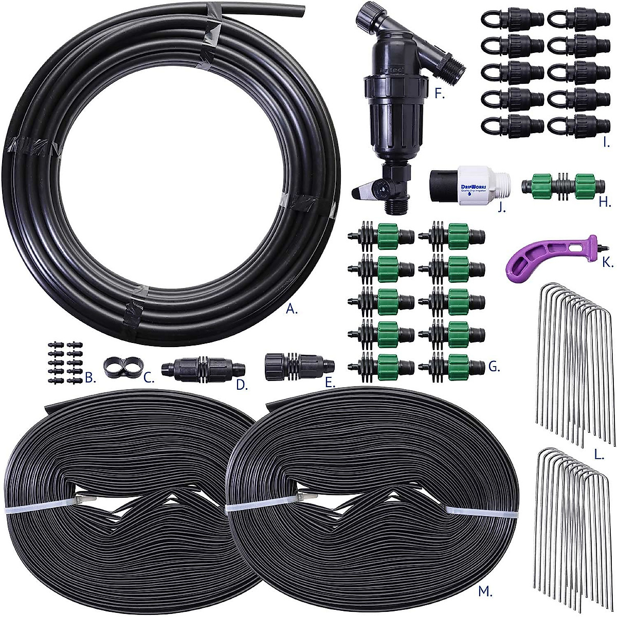 Dripworks Drip Tape Irrigation Kit for Watering Row Crops in Farms - Waters Upto 10 20' Rows | Agricultural Grade Components | Trusted Brand Since 1991