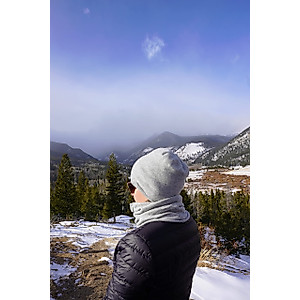 tittimitti 100% Cashmere Knitted Neck Gaiter Neck Warmer Loop Scarf for Men and Women. (Black)