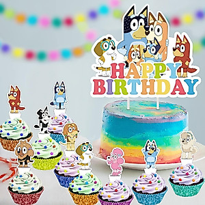 Blue Dog Birthday Party Supplies, 25PCS Blue Dog Cake Topper Decorations Cupcake Toppers for Kids Party Favor