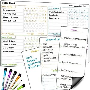 Magnetic Chore Chart for Kids Multiple Kids Behavior Chart for Kids at Home Responsibility Chart Dry Erase Chore Chart for Adults Reward Charts for Kids Family to Do List Menu Grocery Board for Fridge