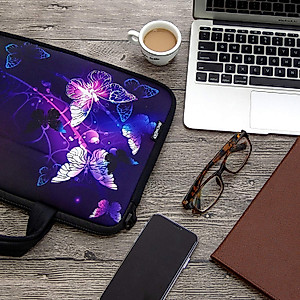 RICHEN 14 15 15.4 15.6 inch Laptop Shoulder Bag Notebook Handle Sleeve Neoprene Soft Carrying Travel Case with Accessories Pocket (14-15.6 inch, Butterflies)