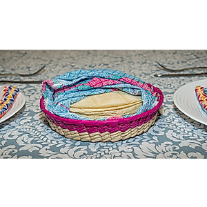 Mexican Tortilla Basket Set - Large Tortilla Warmer 8 inches - Vibrant Tortilla Holder, Pancake Warmer, Taco Keeper - Authentic Tortillero Set for Kitchen, Party Mexican Décor (3, 1/2 Kg)