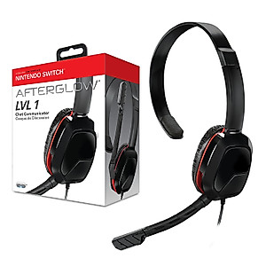 PDP Afterglow LVL 1 Wired Chat Headset With Noise Cancelling Microphone: Red - Nintendo Switch