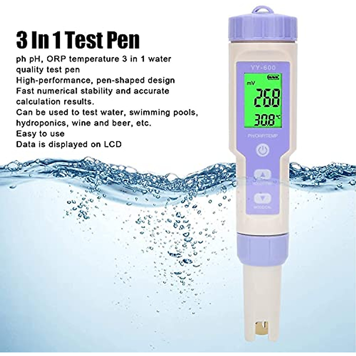 YUESFZ Precise 3-in-1 TDS Meter Digital Water Tester - ppm Meter, Easy to Use Water Quality Tester for Testing RO Drinking Water Hydroponics Aquarium Practical Water Quality Detector