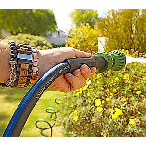 EADUTY Hybrid Garden Hose 5/8 IN. x 25 FT, Heavy Duty, Lightweight, Flexible with Swivel Grip Handle and Solid Brass Fittings, Gray+Blue