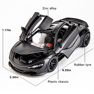 WAKAKAC 1/32 Diecast Car Model 720s Alloy Toy Car Pull Back with Light and Sound,Toy Vehicle for Girls Boys Adults Gift (Black)