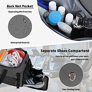 Eackrola Large Sports Gym Bag, Travel Duffel bag with Wet Pocket & Shoes Compartment for men women, 65L, Lightweight