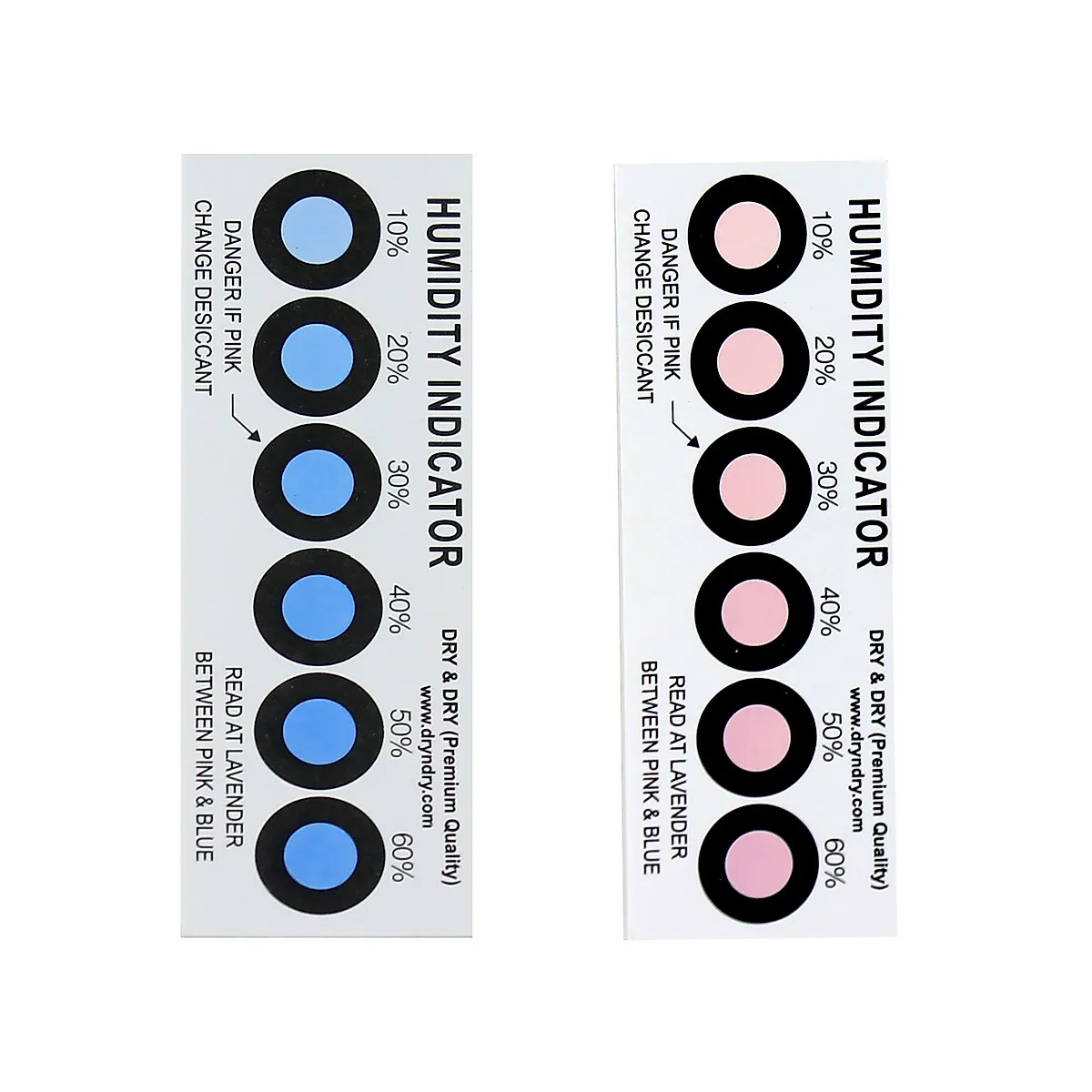 Dry & Dry Premium Humidity Indicator Cards (12 Cards) - 10-60% 6 Spot(Reusable)