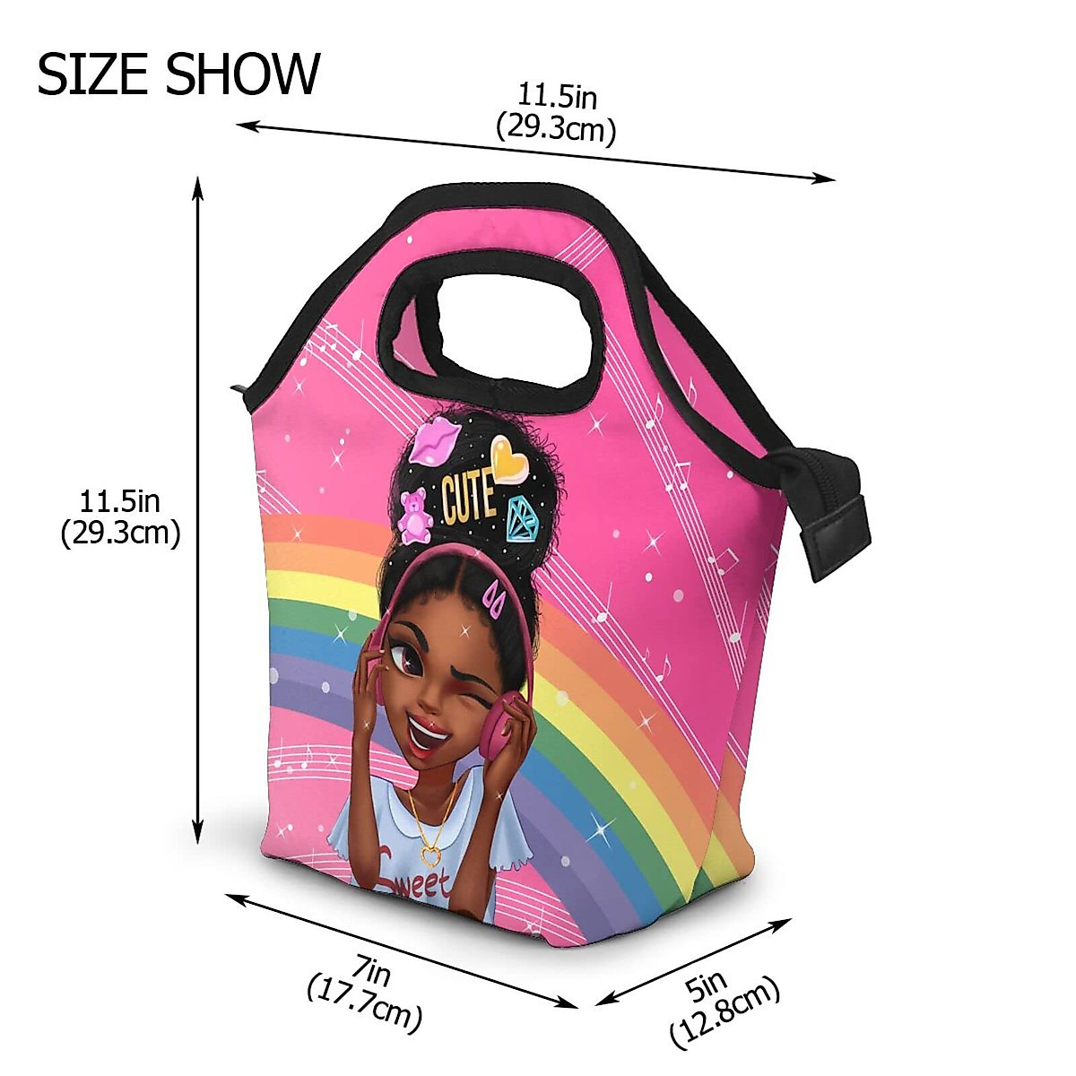 Lunch Bags For Black Women African American Lunch Box Afro Black Girl Lunch Tote Bag For Travel, Picnic, Work, School Reusable Insulated Cooler