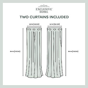 Exclusive Home Catarina Layered Solid Room Darkening Blackout and Sheer Grommet Top Curtain Panel Pair, 52"x84", Soft Grey