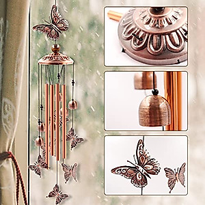 Ukulork Wind Chimes Outdoor Clearance, Butterflies Aluminum Tube Windchime with S Hook,Patio Garden Decor, Housewarming Gift.