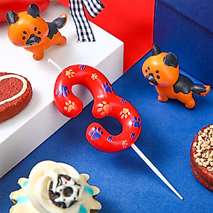 Conelist Number 3 Dog Paw Birthday Candles Dog Patrol Toppers Candles Numeral Birthday Cake Topper Boy Girl Paw Birthday Decoration Dog Patrol Party Supplies