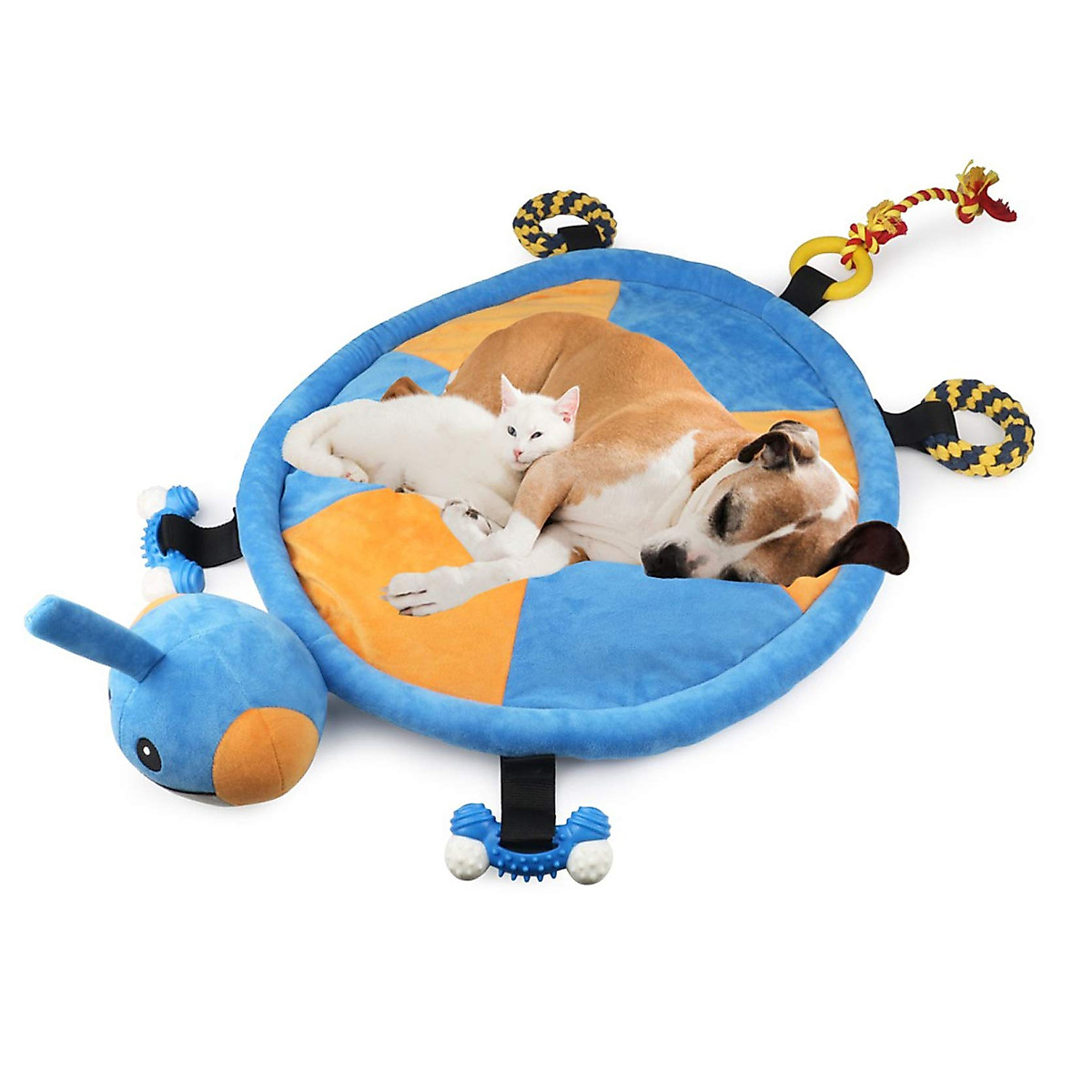 Idepet Dog Play Mat,Puppy Toy Mat with Chew Toys Multiple Dog Puzzle Interactive Toy Pet Playing Mat for Small Medium Dogs Cats,All-in-One (Turtle)
