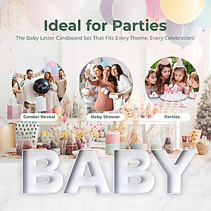 12" Baby letters for charcuterie board and fillable letters for food, Safe baby shower food display, baby shower serving trays and platters, 4 Pcs letter food trays for party from paper mache letters