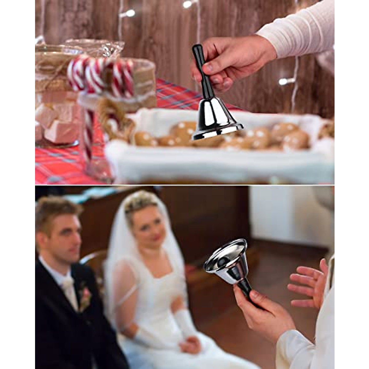 HABGP Silver Steel Hand Bells for Adults, Weddings Decoration, Call Bells, Service Bell, Care for The Sick and Elderly, Call for Pets, 1 Pack