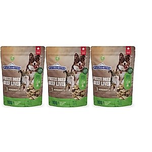 (Pack of 3) Nutri-Bite Freeze Dried Beef Liver Treats for Dogs & Cats - High-Protein, Grain Free, Easy to Digest - Proudly Made in Canada - 500g / 17.6oz