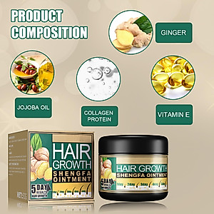 Hotiary Ginger Hair Growth Ointment Hair Regrowth Treatment Cream Moisturizing Scalp Massage Hair Follicle Hair Care Serum Essence Conditioner Sample 1 oz