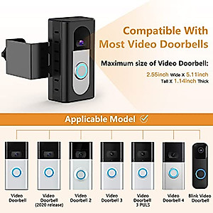 QIBOX Anti-Theft Video Doorbell Mount Compatible with Video Doorbell 4/3/3 Plus/2/1/(2020 Release), Adjustable No-Drill Mounting Bracket Wedge Adapter Holder Accessories for Home Rentals Office Room