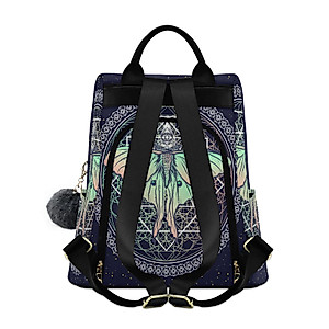 ALAZA Beautiful Night Moth Boho Backpack Purse for Women Travel Bag Anti Theft Back Pack Fashion Shoulder Bag with Adjustable Straps