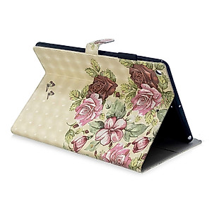 Case for iPad 9th/8th/7th Generation 10.2" (2021/2020/2019 Release), Techcircle 3D Pattern Slim Folding PU Leather Stand Flip Multi Credit Card Slots Wallet Cover with Pencil Holder, Flower Butterfly