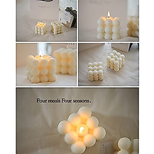AICHLO 2PCS Bubble Candle White Aromatherapy Candle Shaped Candles Handmade Cube Candle Vanilla Scented Candle Trendy Room Decor Soy Candles Fun Candles for Girls Room Decor Aesthetic