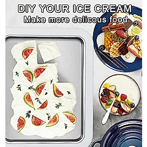 EVATONTT Instant Ice Cream Maker,Cold Plate Rolled Ice Cream Maker with 2 Spatulas,DIY Healthy Ice Cream Frozen Yogurt Gelato Fruit Sorbet for Family Use