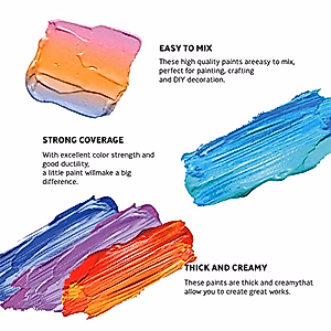 Acrylic Paint Set 24 Colors Craft Paints in Tubes with 10 Art Brushes Rich Pigment for Artists Beginners Kids Painting on Canvas Wood Fabric Crafts, 36ml/Tube