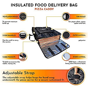Pizza Caddy Insulated Food Delivery Bag 20-Inch by 20-Inch by 6-Inch