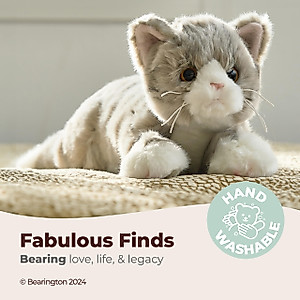 Bearington Collection Socks Cat 15 Inch Plush Cat - Stuffed Cats That Look Real - Stuffed Kitty Grey Cat Stuffed Animal