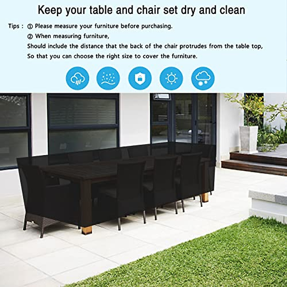 Kingling Patio Furniture Covers, Outdoor Furniture Cover Waterproof Rectangle Outdoor Table Cover Patio Covers for Outdoor Sectional Cover (137'' X76'' X28'')