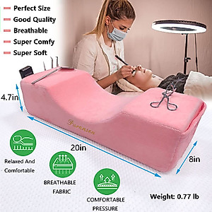 Puransen Lash Pillow for Lash Extensions - Comfortable Velvet Memory Foam Eyelash Pillow, Protect The Neck When Used for Lash Extension Grafting Make Up (Pink)