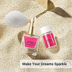 LATIBELL Body Glitter Spray, Pink Glitter Spray for Hair and Body, Glitter Body Spray Cosmetic Shimmer Makeup Glitter for Rave Hair Body Face Clothes Nail Art Craft Design - with 1 Jar of Refills