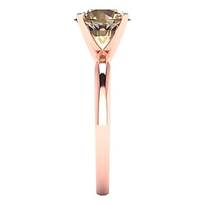 Clara Pucci 2.0 ct Round Cut Solitaire Yellow Moissanite Ideal Engagement Bridal Promise Anniversary Designer Ring in 18K Rose Gold 10.75