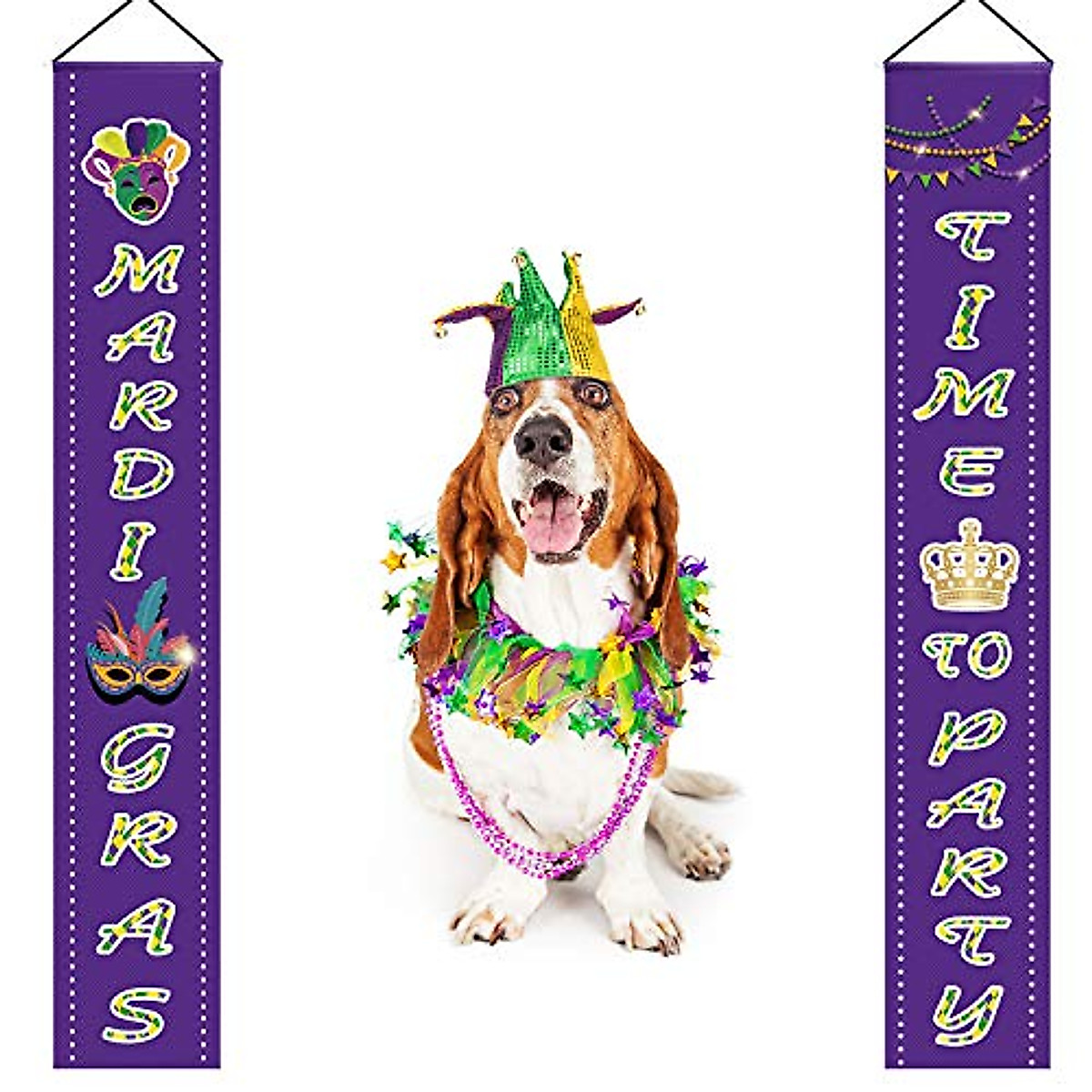 Mardi Gras Purple Banner Masquerade Carnival Banner Mardi Gras Porch Sign Hanging Banner for Mardi Gras's Eve Party Supplies Home Decorations