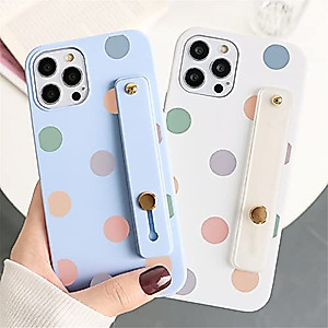 KAPUCTW 2 Pack for Oppo Realme 7 Pro 4G case with Wrist Strap, Cute Dots Print Pattern Wristband Holder Phone Case Soft Silicone TPU Bumper Shockproof Protective Cover for Realme 7 Pro 6.4 Inch