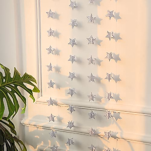 4 Pack Star Garland Book Pages Book Garland Newspaper Bunting Party Holiday Christmas Nursery Strand String Banner Wedding Garland Decorate(White)