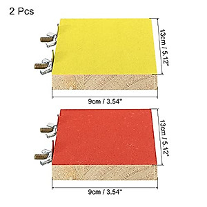 PATIKIL Bird Perch Stand Platform, 1 Set Parrot Stand Platform Playground Paw Grinding Clean for Parakeet Cockatiel Cage Accessory, Red Yellow