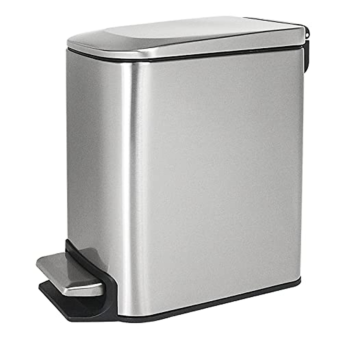 LAISU 6L/1.6Gal Stainless Steel Trash Can with Lid Soft Close, Removable Inner Wastebasket, Slim Small Garbage Can, Step Trash Bin for Bathroom Bedroom Office, Anti-Fingerprint Finish, Silver