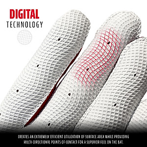 Franklin Sports MLB Digitek Baseball Batting Gloves - White/Navy/Red Digi - Youth Medium