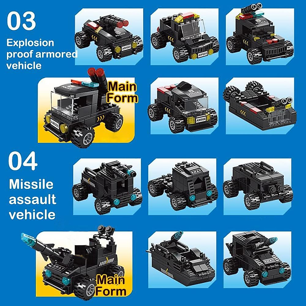 Uvini 51-in-1 Robot Building Kit for Kids STEM Building Toys Set for Boys 8-12, Engineering STEM Projects Construction SWAT Building Blocks Toys Gifts for Boys Kids Age 6 7 8 9 10 11 12 Year Old