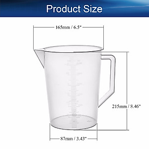 Heyiarbeit Measuring Cup 3000ml PP Plastic Graduated Beaker Transparent for Lab Kitchen Liquids 1pcs