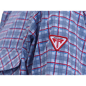 TICOMELA FR Shirt for Men Flame Resistant Shirts 6.5oz Light Weight Blue/Red Plaid Men's Fire Retardant Snap Shirts