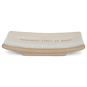 Demdaco Happiness Comes In Waves Sea Blue 6 x 3.5 Stoneware Everyday Kitchen Rectangle Spoon Rest