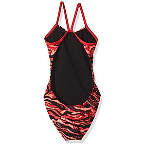 TYR Girls’ Miramar Cutoutfit Swimsuit, Red, 24
