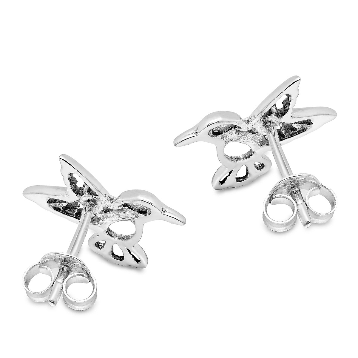 AeraVida Cute Little Hummingbird Gift Sterling Silver Post Stud Earrings, 0.59x0.59 inch