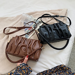 Black Purse Female Shoulder Crossbody Bags Purses for Womens With Metal Chain Strap Cute Removable Strap Cinched Small