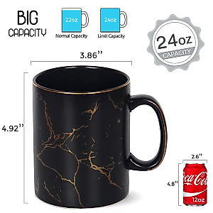 harebe 24 OZ Ceramic Extra Large Black Coffee Mug with Handle,Oversized Hot Tall Latte Mugs,Dishwasher Safe Big Capacity Giant Mug for Men Women